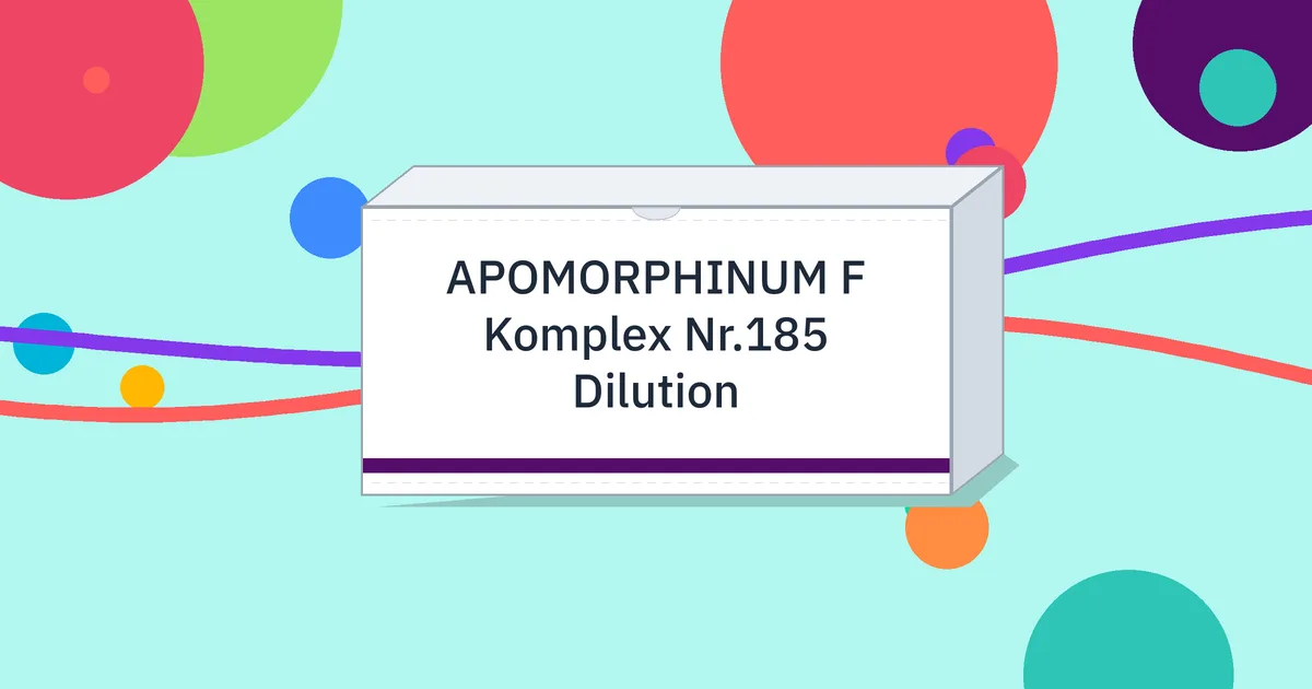 Symbolbild: Packung mit der Aufschrift APOMORPHINUM F Komplex Nr.185 Dilution (PZN 01013045) – Verfügbarkeit und Bezug in Apotheken in Frankfurt am Main