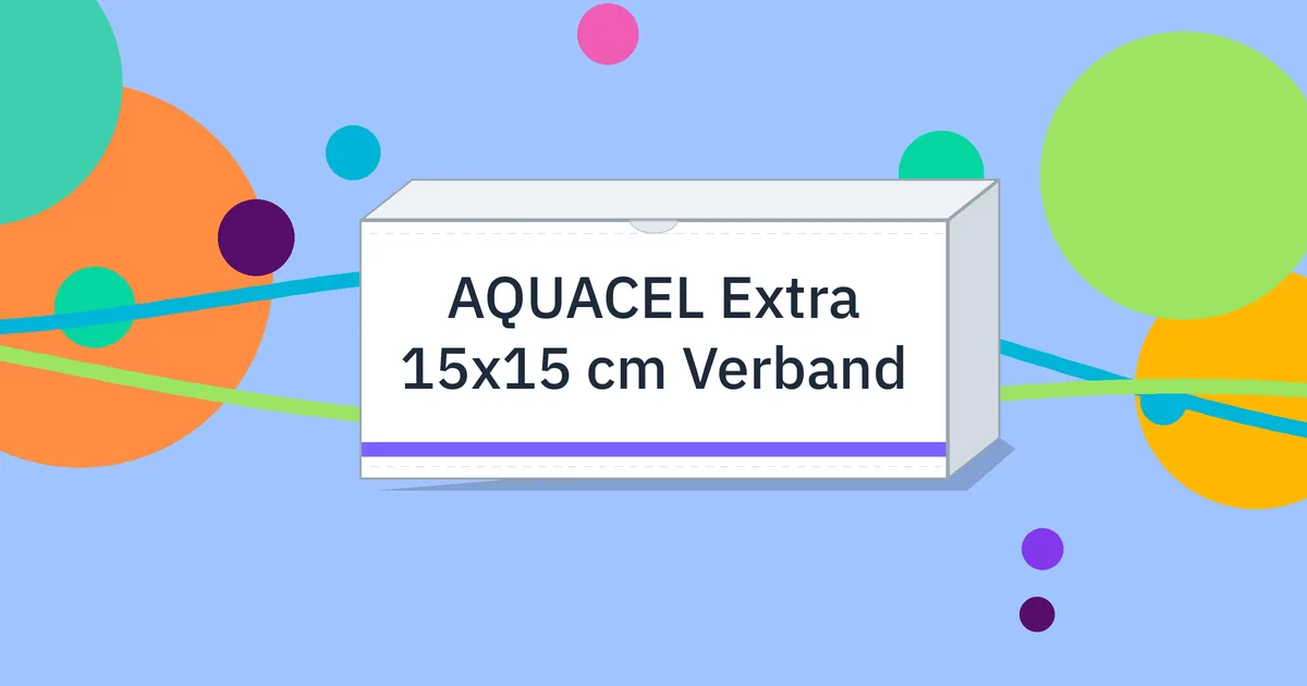 Symbolbild: Packung mit der Aufschrift AQUACEL Extra 15x15 cm Verband (PZN 18123625) – Verfügbarkeit und Bezug in Apotheken in Frankfurt am Main