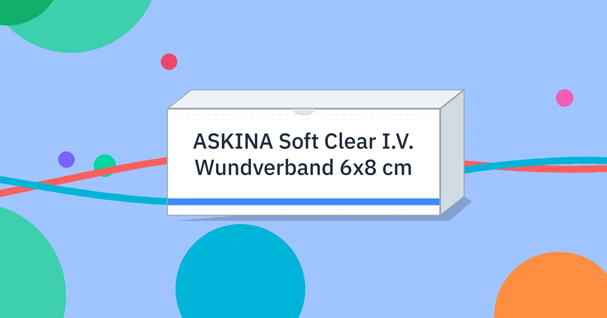 Symbolbild: Packung mit der Aufschrift ASKINA Soft Clear I.V. Wundverband 6x8 cm (PZN 10413602) – Verfügbarkeit und Bezug in Apotheken in Frankfurt am Main