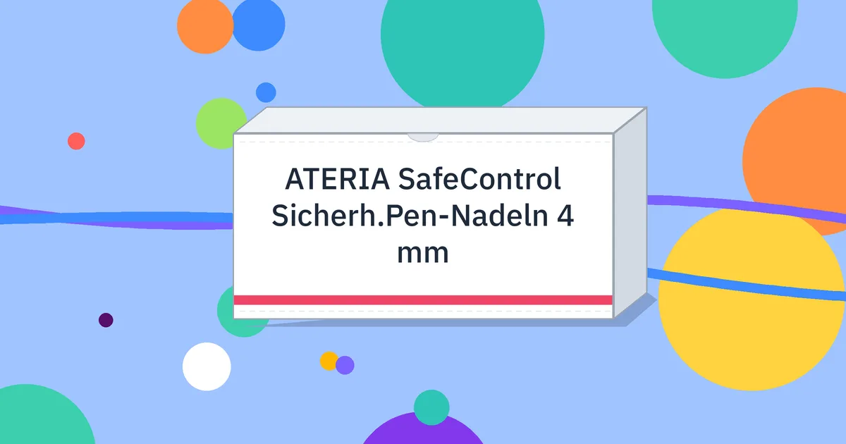 Symbolbild: Packung mit der Aufschrift ATERIA SafeControl Sicherh.Pen-Nadeln 4 mm (PZN 17902333) – Verfügbarkeit und Bezug in Apotheken in Frankfurt am Main