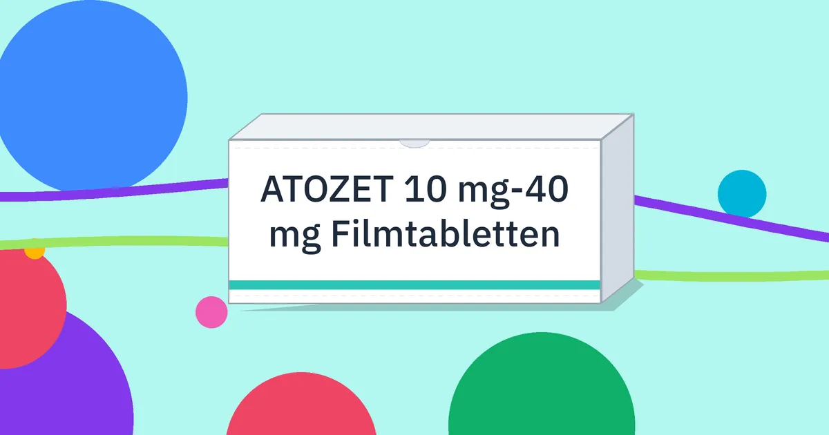 Symbolbild: Packung mit der Aufschrift ATOZET 10 mg-40 mg Filmtabletten (PZN 12494160) – Verfügbarkeit und Bezug in Apotheken in Frankfurt am Main
