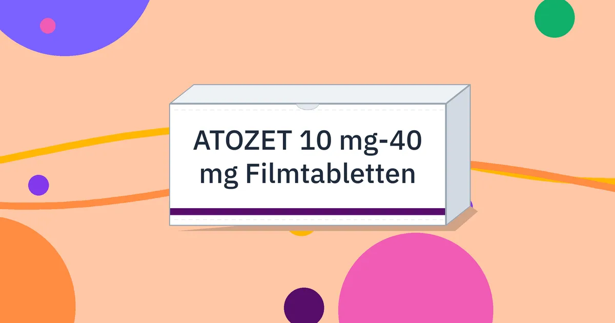 Symbolbild: Packung mit der Aufschrift ATOZET 10 mg-40 mg Filmtabletten (PZN 15530293) – Verfügbarkeit und Bezug in Apotheken in Frankfurt am Main