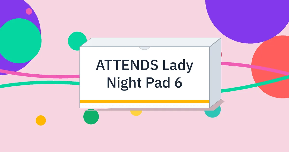 Symbolbild: Packung mit der Aufschrift ATTENDS Lady Night Pad 6 (PZN 17518586) – Verfügbarkeit und Bezug in Apotheken in Frankfurt am Main