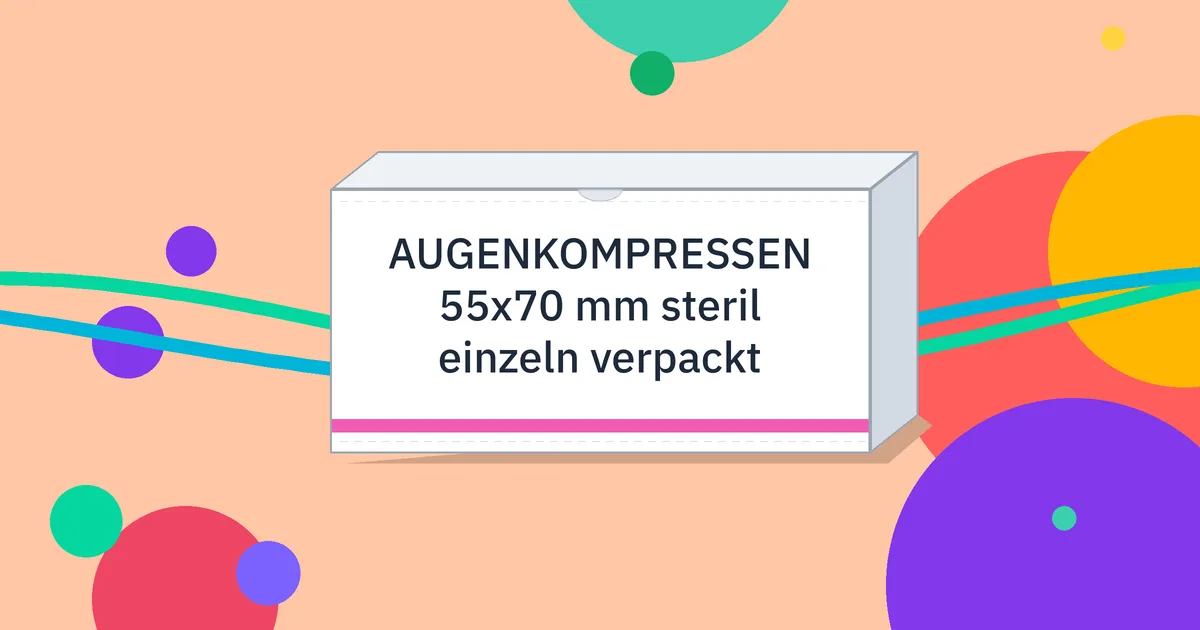 Symbolbild: Packung mit der Aufschrift AUGENKOMPRESSEN 55x70 mm steril einzeln verpackt (PZN 07743106) – Verfügbarkeit und Bezug in Apotheken in Frankfurt am Main