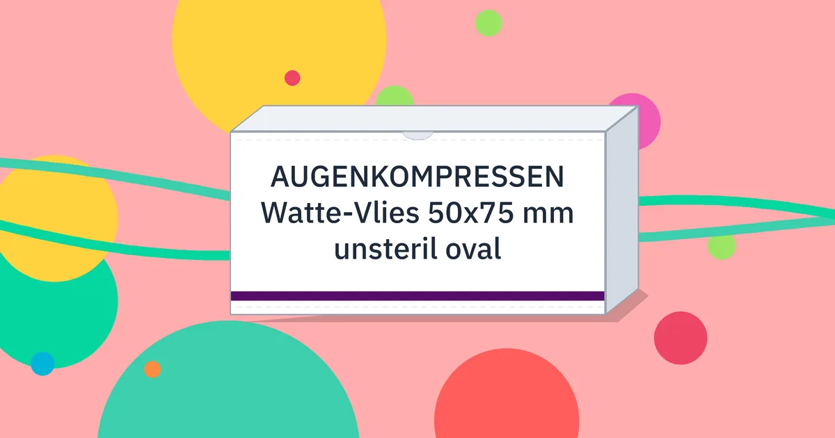 Symbolbild: Packung mit der Aufschrift AUGENKOMPRESSEN Watte-Vlies 50x75 mm unsteril oval (PZN 11058617) – Verfügbarkeit und Bezug in Apotheken in Frankfurt am Main