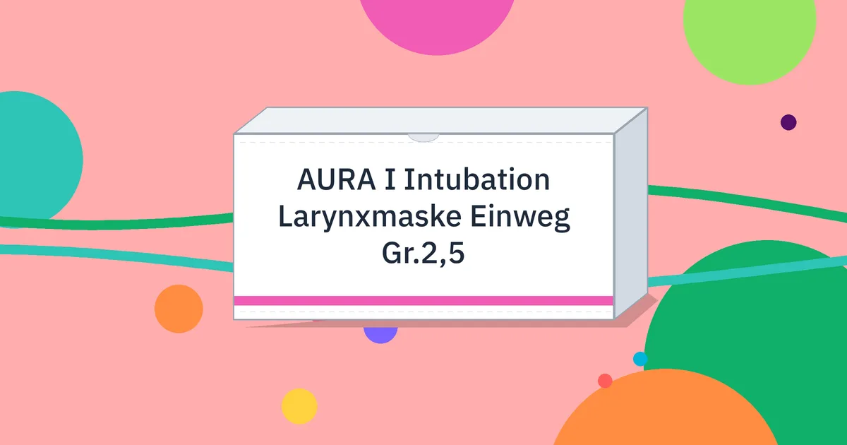 Symbolbild: Packung mit der Aufschrift AURA I Intubation Larynxmaske Einweg Gr.2,5 (PZN 09393343) – Verfügbarkeit und Bezug in Apotheken in Frankfurt am Main