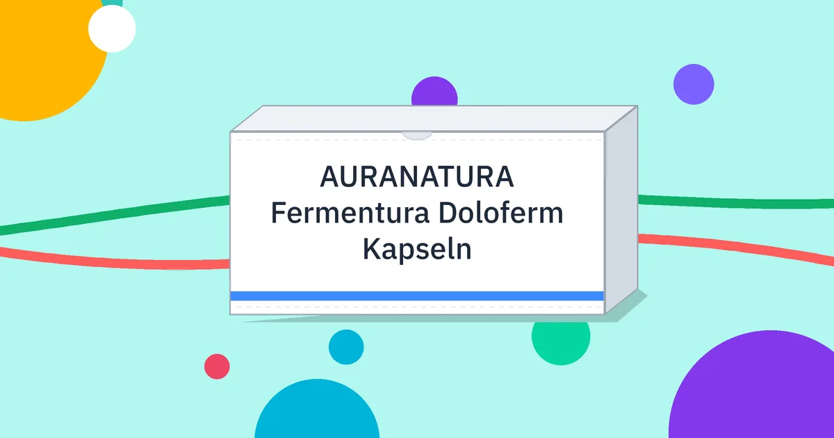 Symbolbild: Packung mit der Aufschrift AURANATURA Fermentura Doloferm Kapseln (PZN 18747917) – Verfügbarkeit und Bezug in Apotheken in Frankfurt am Main