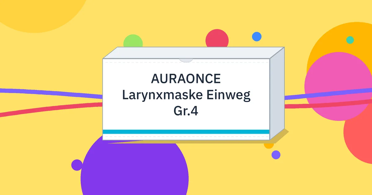 Symbolbild: Packung mit der Aufschrift AURAONCE Larynxmaske Einweg Gr.4 (PZN 09393484) – Verfügbarkeit und Bezug in Apotheken in Frankfurt am Main