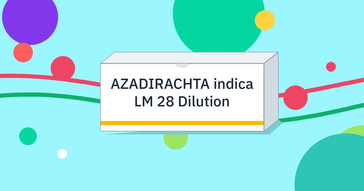 Symbolbild: Packung mit der Aufschrift AZADIRACHTA indica LM 28 Dilution (PZN 13375173) – Verfügbarkeit und Bezug in Apotheken in Frankfurt am Main