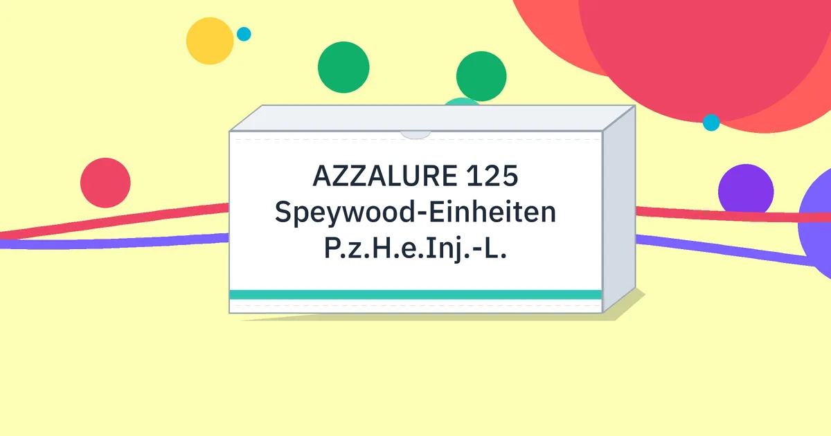 Symbolbild: Packung mit der Aufschrift AZZALURE 125 Speywood-Einheiten P.z.H.e.Inj.-L. (PZN 18173043) – Verfügbarkeit und Bezug in Apotheken in Frankfurt am Main