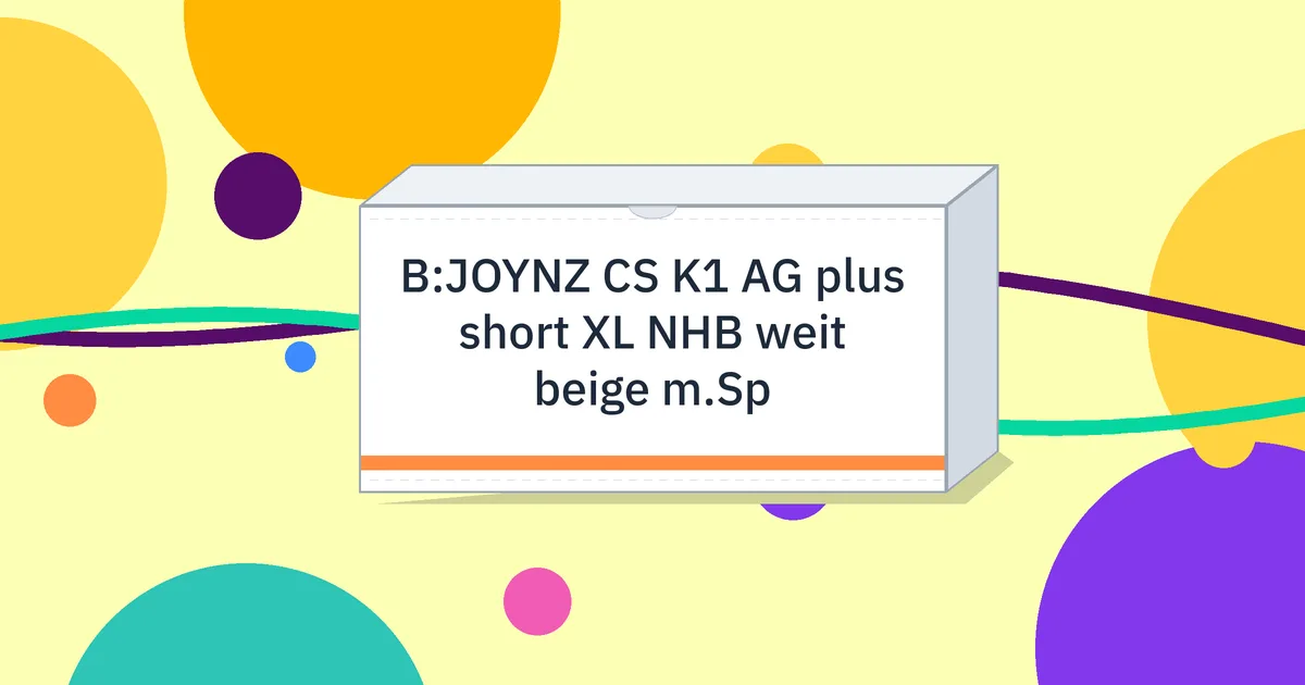Symbolbild: Packung mit der Aufschrift B:JOYNZ CS K1 AG plus short XL NHB weit beige m.Sp (PZN 20535683) – Verfügbarkeit und Bezug in Apotheken in Frankfurt am Main