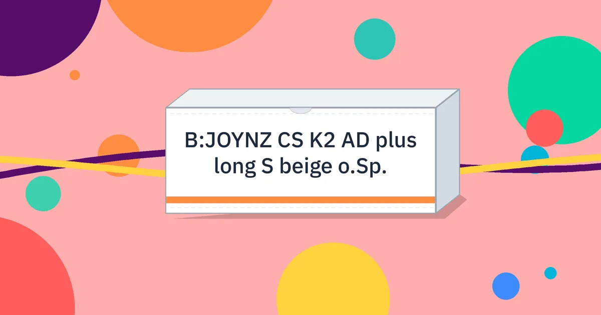 Symbolbild: Packung mit der Aufschrift B:JOYNZ CS K2 AD plus long S beige o.Sp. (PZN 20528921) – Verfügbarkeit und Bezug in Apotheken in Frankfurt am Main