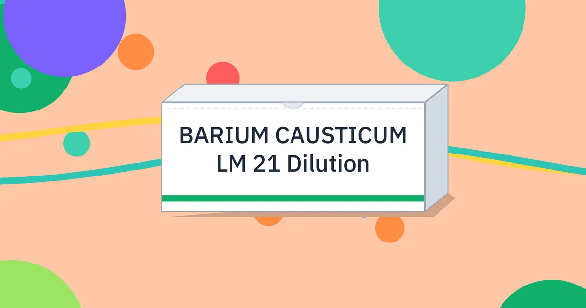 Symbolbild: Packung mit der Aufschrift BARIUM CAUSTICUM LM 21 Dilution (PZN 13376787) – Verfügbarkeit und Bezug in Apotheken in Frankfurt am Main