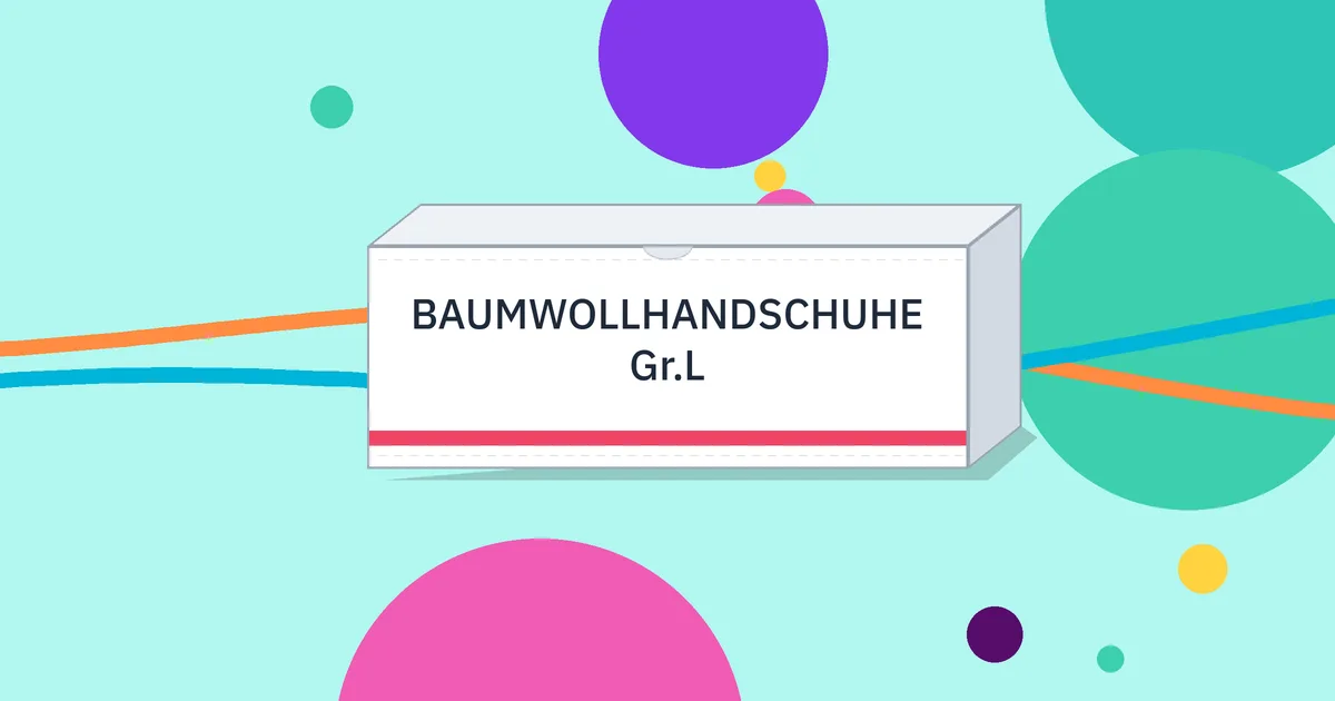 Symbolbild: Packung mit der Aufschrift BAUMWOLLHANDSCHUHE Gr.L (PZN 09511989) – Verfügbarkeit und Bezug in Apotheken in Frankfurt am Main