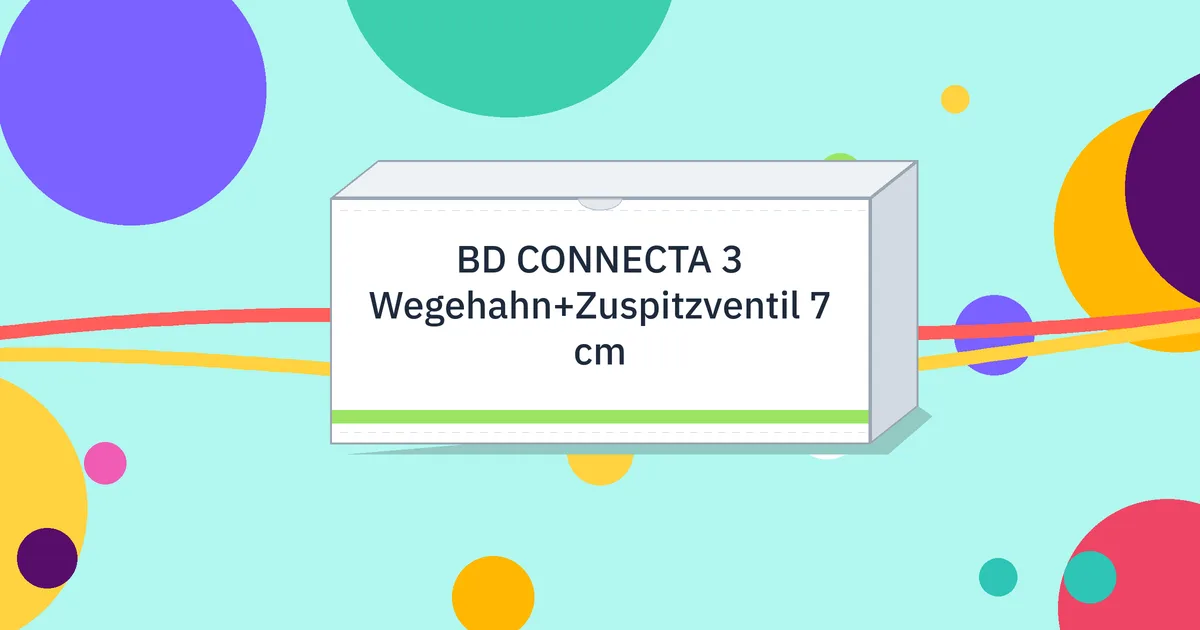 Symbolbild: Packung mit der Aufschrift BD CONNECTA 3 Wegehahn+Zuspitzventil 7 cm (PZN 02042936) – Verfügbarkeit und Bezug in Apotheken in Frankfurt am Main