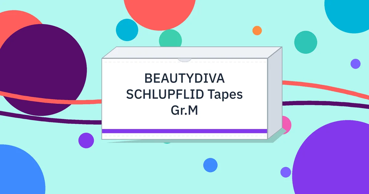 Symbolbild: Packung mit der Aufschrift BEAUTYDIVA SCHLUPFLID Tapes Gr.M (PZN 18792869) – Verfügbarkeit und Bezug in Apotheken in Frankfurt am Main