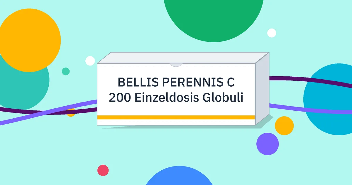 Symbolbild: Packung mit der Aufschrift BELLIS PERENNIS C 200 Einzeldosis Globuli (PZN 01543613) – Verfügbarkeit und Bezug in Apotheken in Frankfurt am Main
