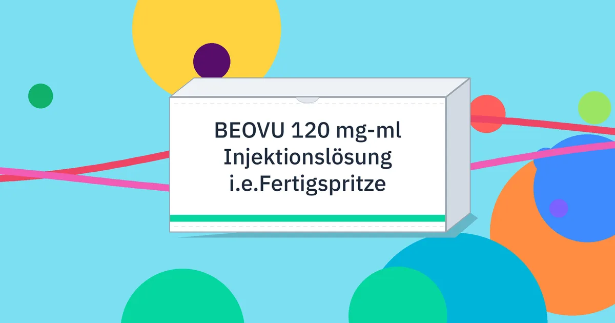 Symbolbild: Packung mit der Aufschrift BEOVU 120 mg-ml Injektionslösung i.e.Fertigspritze (PZN 16831826) – Verfügbarkeit und Bezug in Apotheken in Frankfurt am Main