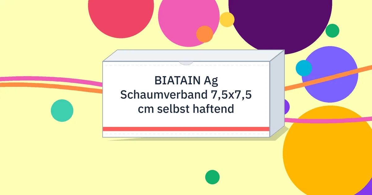 Symbolbild: Packung mit der Aufschrift BIATAIN Ag Schaumverband 7,5x7,5 cm selbst haftend (PZN 09731432) – Verfügbarkeit und Bezug in Apotheken in Frankfurt am Main