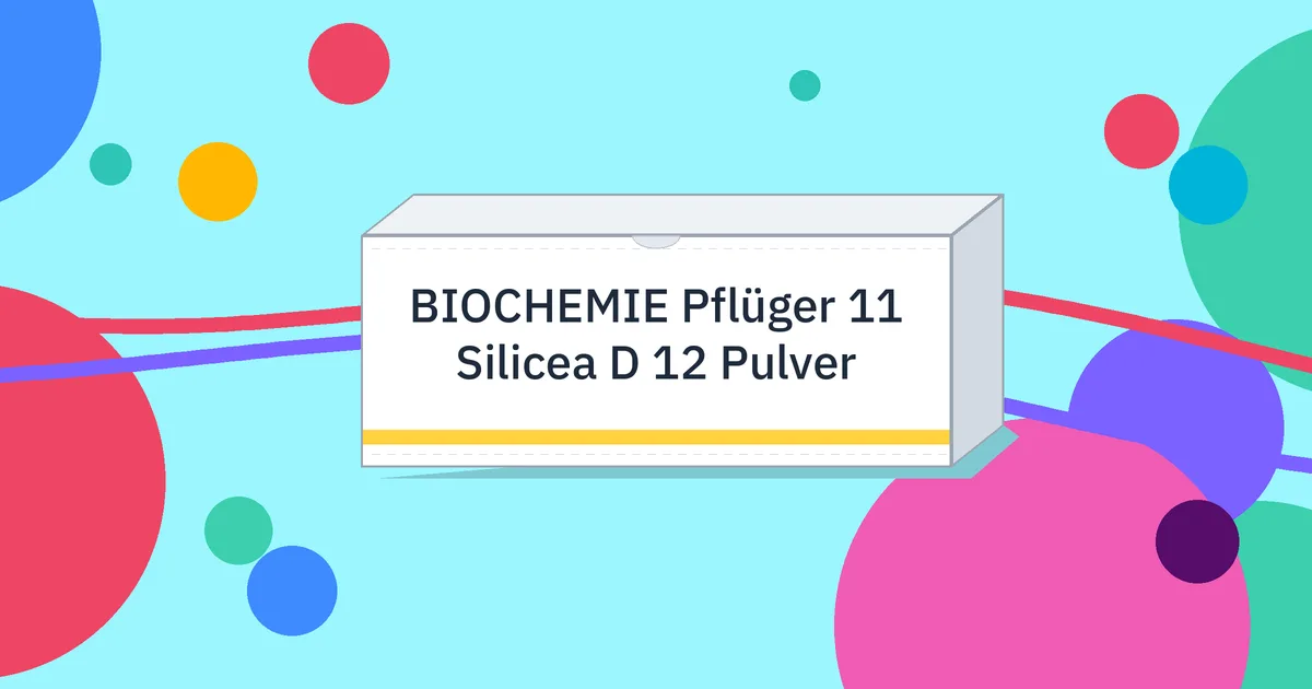 Symbolbild: Packung mit der Aufschrift BIOCHEMIE Pflüger 11 Silicea D 12 Pulver (PZN 16522545) – Verfügbarkeit und Bezug in Apotheken in Frankfurt am Main