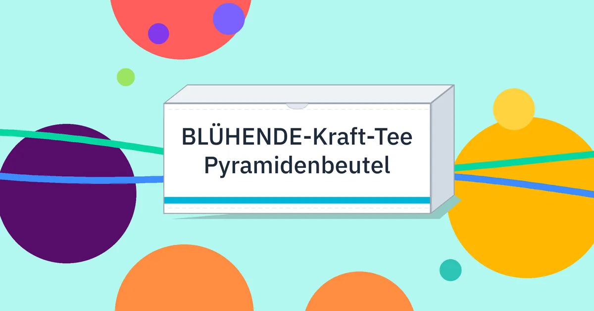 Symbolbild: Packung mit der Aufschrift BLÜHENDE-Kraft-Tee Pyramidenbeutel (PZN 16887815) – Verfügbarkeit und Bezug in Apotheken in Frankfurt am Main
