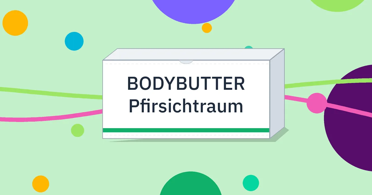 Symbolbild: Packung mit der Aufschrift BODYBUTTER Pfirsichtraum (PZN 20520411) – Verfügbarkeit und Bezug in Apotheken in Frankfurt am Main