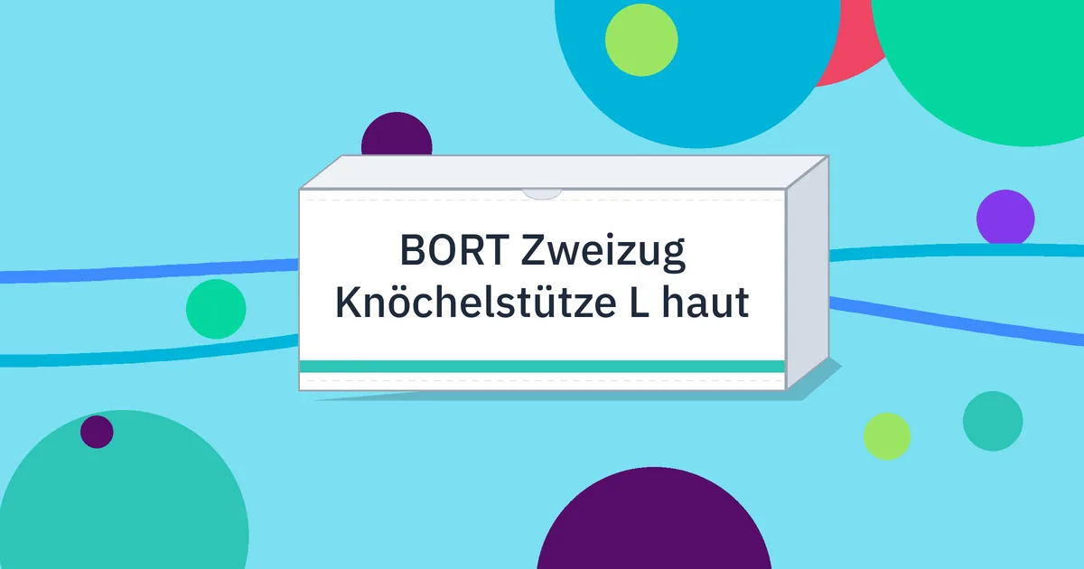 Symbolbild: Packung mit der Aufschrift BORT Zweizug Knöchelstütze L haut (PZN 02546795) – Verfügbarkeit und Bezug in Apotheken in Frankfurt am Main
