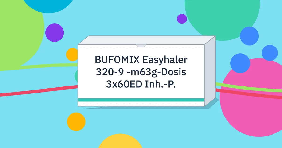 Symbolbild: Packung mit der Aufschrift BUFOMIX Easyhaler 320-9 -m63g-Dosis 3x60ED Inh.-P. (PZN 19418156) – Verfügbarkeit und Bezug in Apotheken in Frankfurt am Main