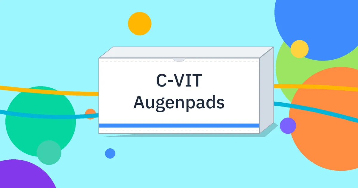 Symbolbild: Packung mit der Aufschrift C-VIT Augenpads (PZN 18018265) – Verfügbarkeit und Bezug in Apotheken in Frankfurt am Main