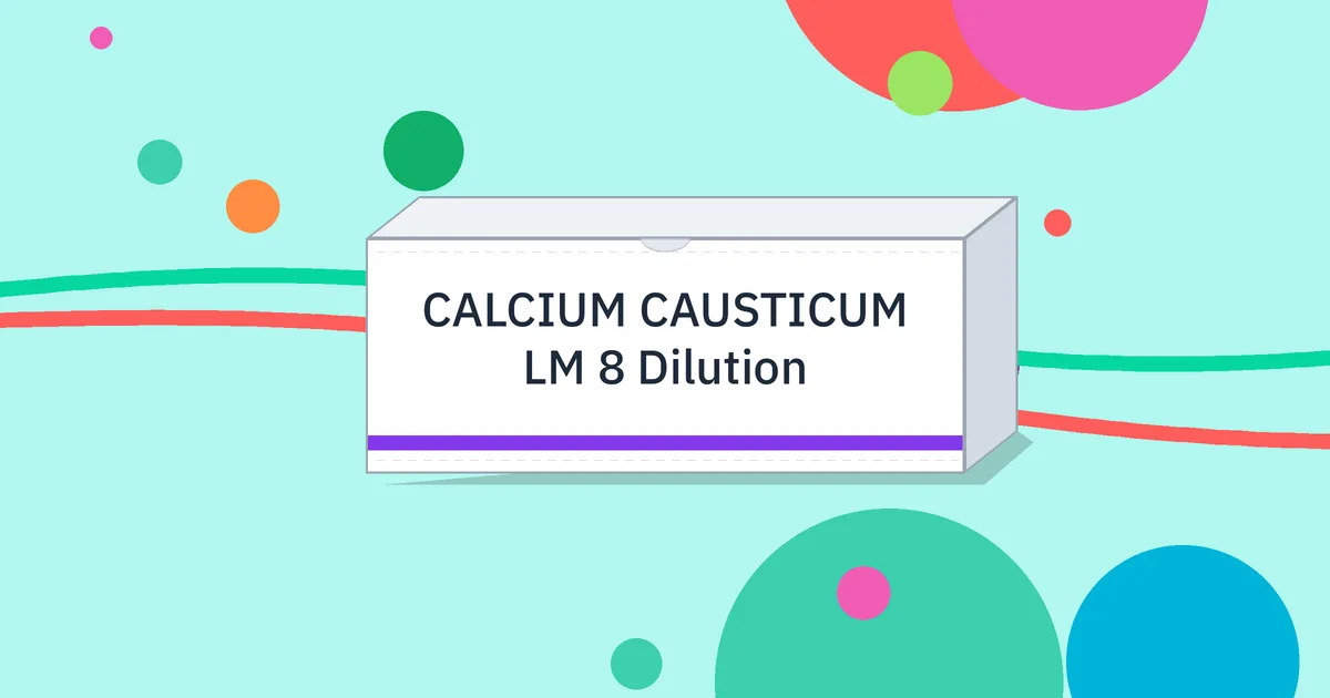 Symbolbild: Packung mit der Aufschrift CALCIUM CAUSTICUM LM 8 Dilution (PZN 12803885) – Verfügbarkeit und Bezug in Apotheken in Frankfurt am Main