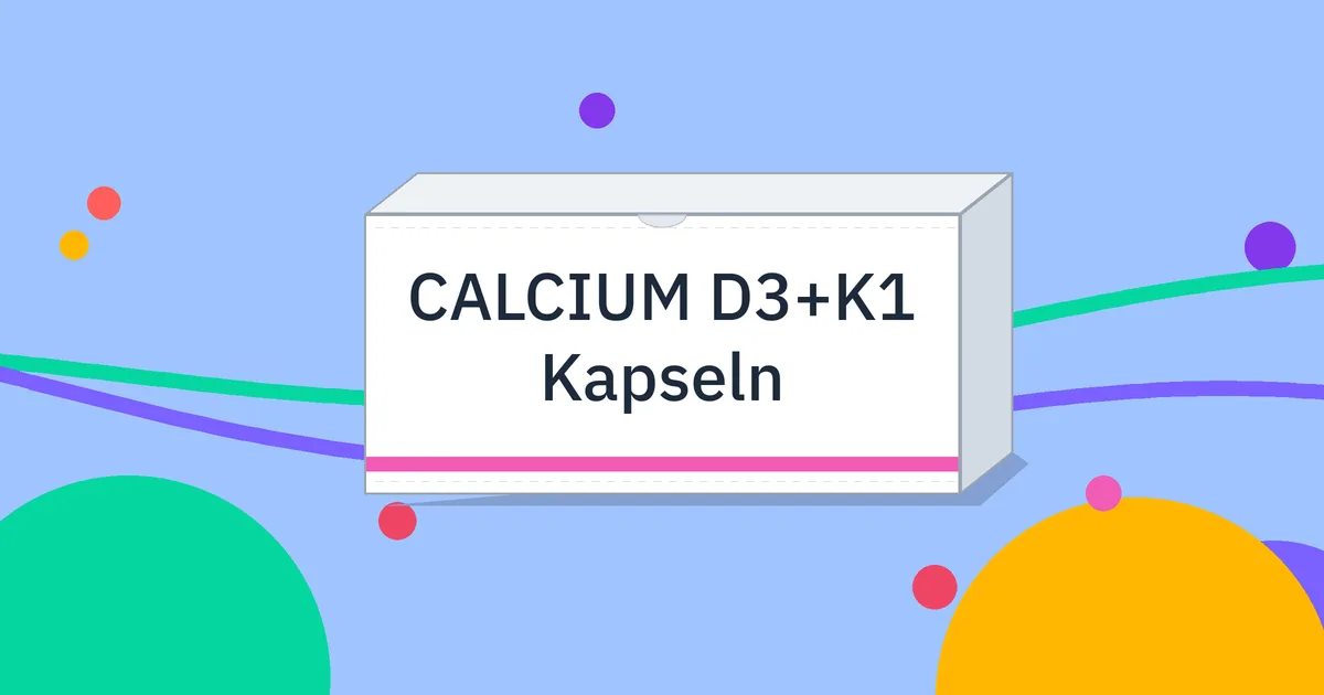 Symbolbild: Packung mit der Aufschrift CALCIUM D3+K1 Kapseln (PZN 06565341) – Verfügbarkeit und Bezug in Apotheken in Frankfurt am Main