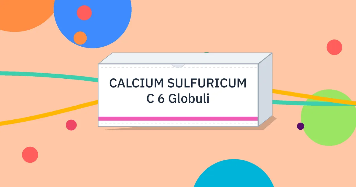 Symbolbild: Packung mit der Aufschrift CALCIUM SULFURICUM C 6 Globuli (PZN 07455471) – Verfügbarkeit und Bezug in Apotheken in Frankfurt am Main