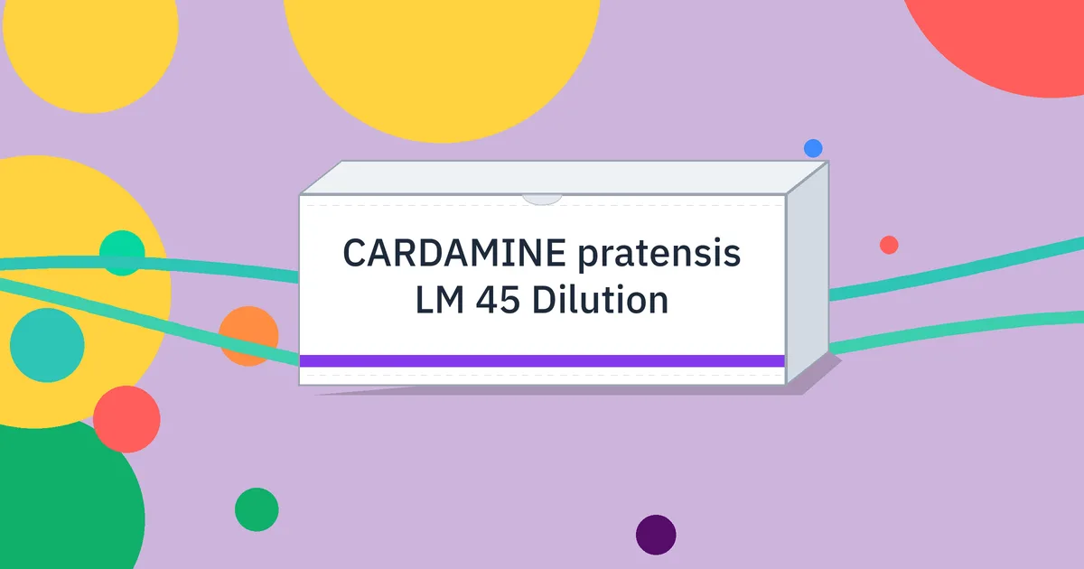 Symbolbild: Packung mit der Aufschrift CARDAMINE pratensis LM 45 Dilution (PZN 13429383) – Verfügbarkeit und Bezug in Apotheken in Frankfurt am Main