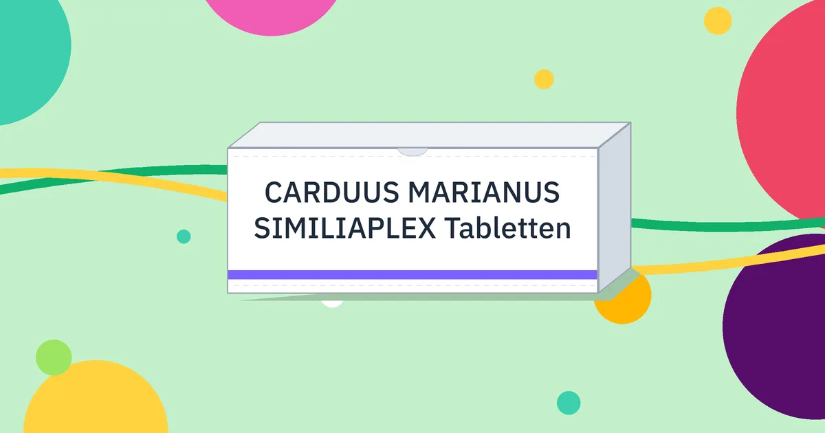 Symbolbild: Packung mit der Aufschrift CARDUUS MARIANUS SIMILIAPLEX Tabletten (PZN 01671446) – Verfügbarkeit und Bezug in Apotheken in Frankfurt am Main