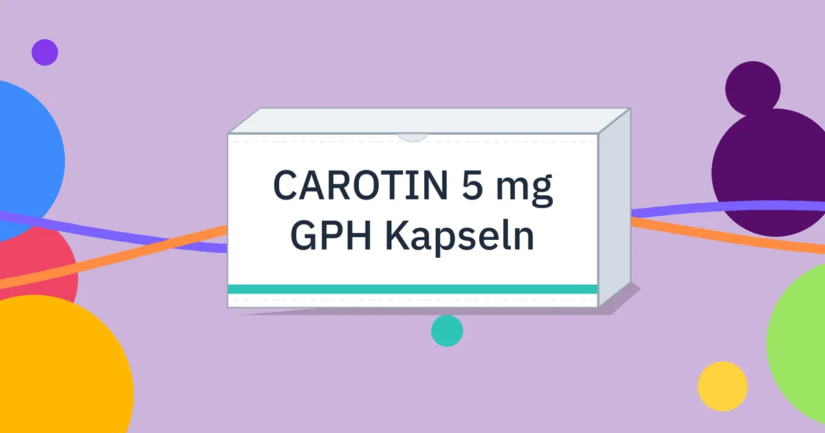 Symbolbild: Packung mit der Aufschrift CAROTIN 5 mg GPH Kapseln (PZN 09681390) – Verfügbarkeit und Bezug in Apotheken in Frankfurt am Main