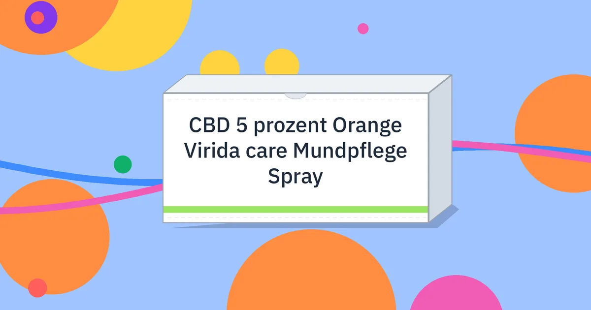 Symbolbild: Packung mit der Aufschrift CBD 5 prozent Orange Virida care Mundpflege Spray (PZN 17611676) – Verfügbarkeit und Bezug in Apotheken in Frankfurt am Main