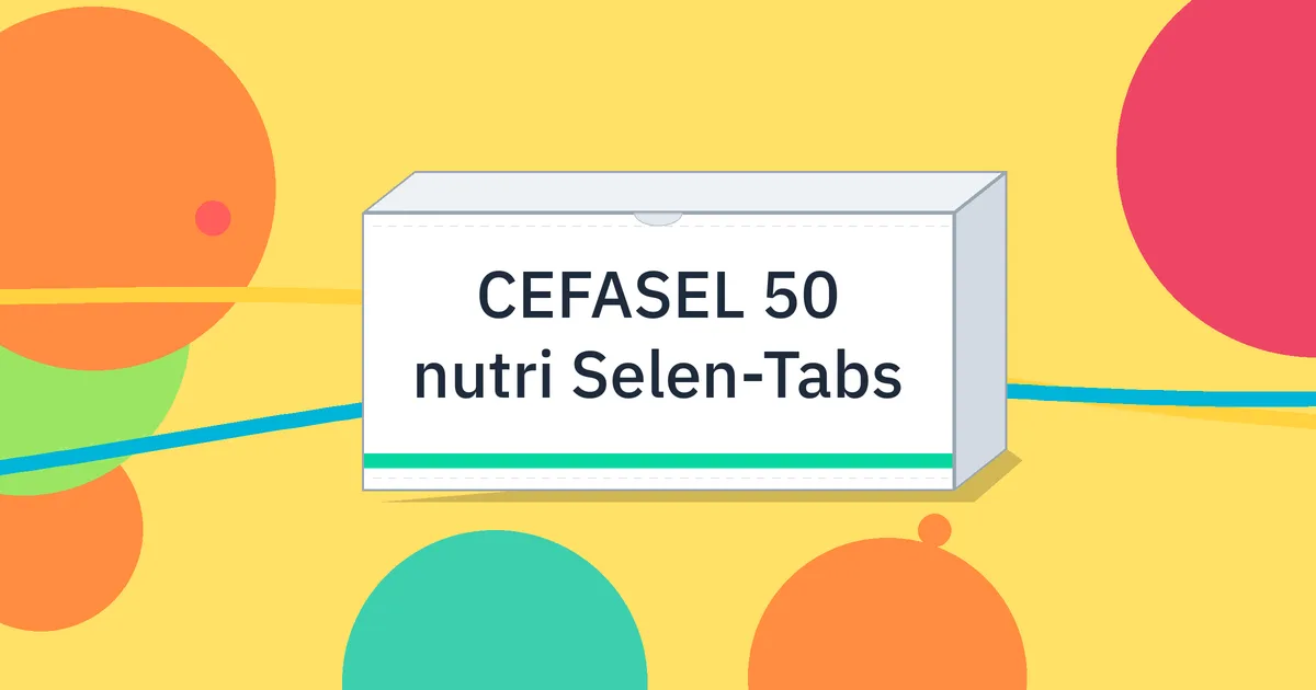 Symbolbild: Packung mit der Aufschrift CEFASEL 50 nutri Selen-Tabs (PZN 10549201) – Verfügbarkeit und Bezug in Apotheken in Frankfurt am Main