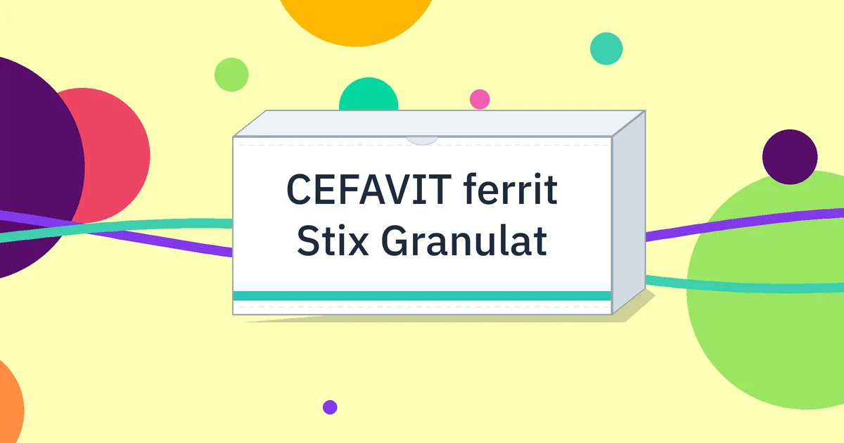 Symbolbild: Packung mit der Aufschrift CEFAVIT ferrit Stix Granulat (PZN 16333235) – Verfügbarkeit und Bezug in Apotheken in Frankfurt am Main