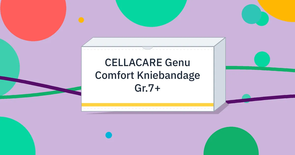 Symbolbild: Packung mit der Aufschrift CELLACARE Genu Comfort Kniebandage Gr.7+ (PZN 15253764) – Verfügbarkeit und Bezug in Apotheken in Frankfurt am Main