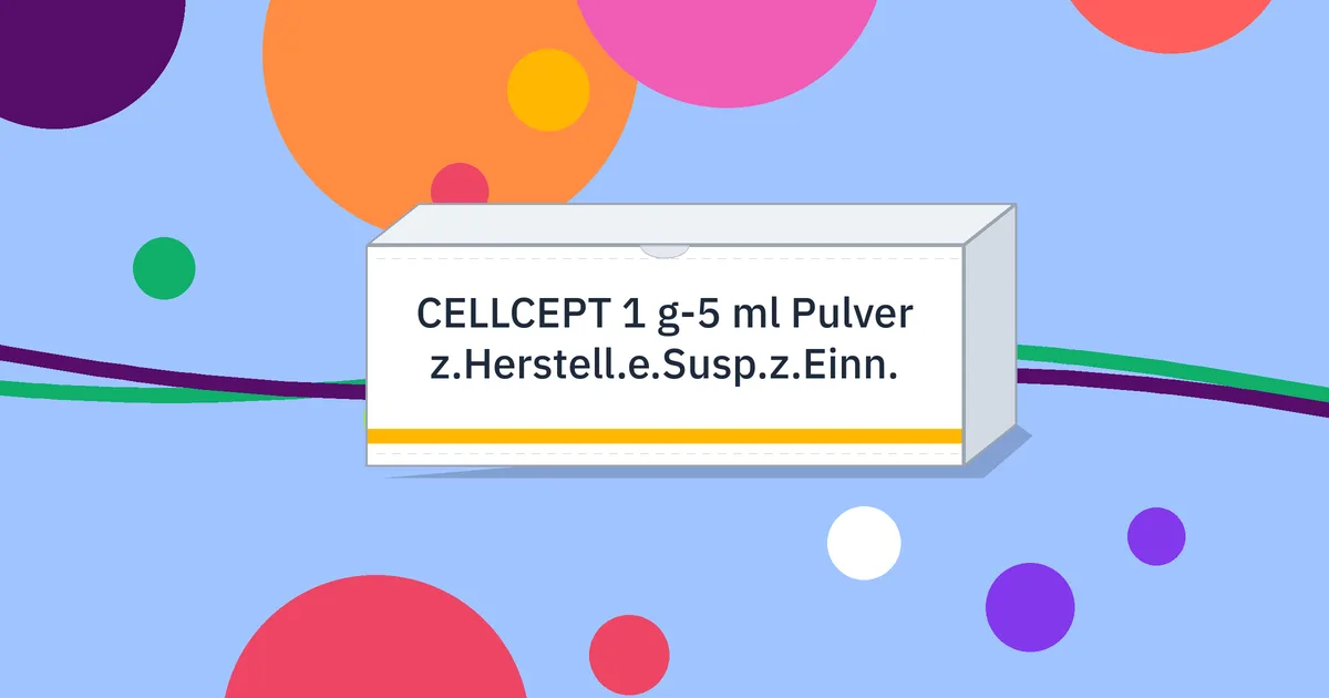 Symbolbild: Packung mit der Aufschrift CELLCEPT 1 g-5 ml Pulver z.Herstell.e.Susp.z.Einn. (PZN 14022761) – Verfügbarkeit und Bezug in Apotheken in Frankfurt am Main