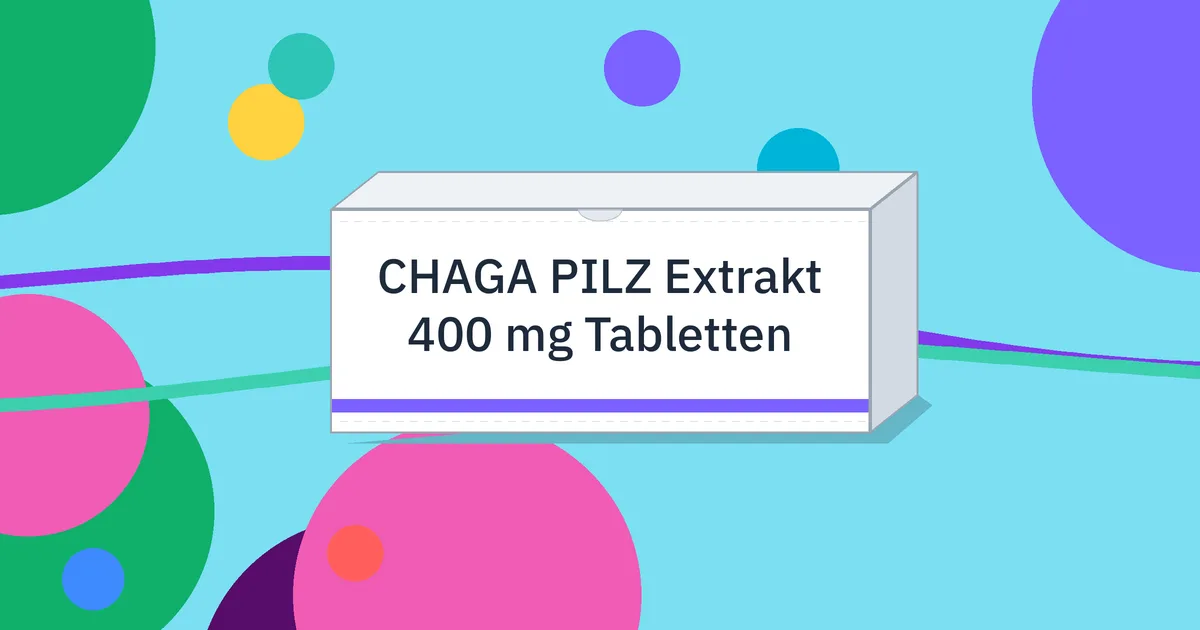 Symbolbild: Packung mit der Aufschrift CHAGA PILZ Extrakt 400 mg Tabletten (PZN 09463931) – Verfügbarkeit und Bezug in Apotheken in Frankfurt am Main