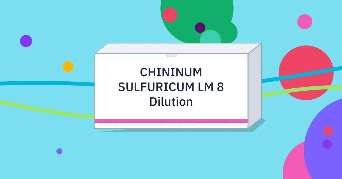 Symbolbild: Packung mit der Aufschrift CHININUM SULFURICUM LM 8 Dilution (PZN 12815960) – Verfügbarkeit und Bezug in Apotheken in Frankfurt am Main