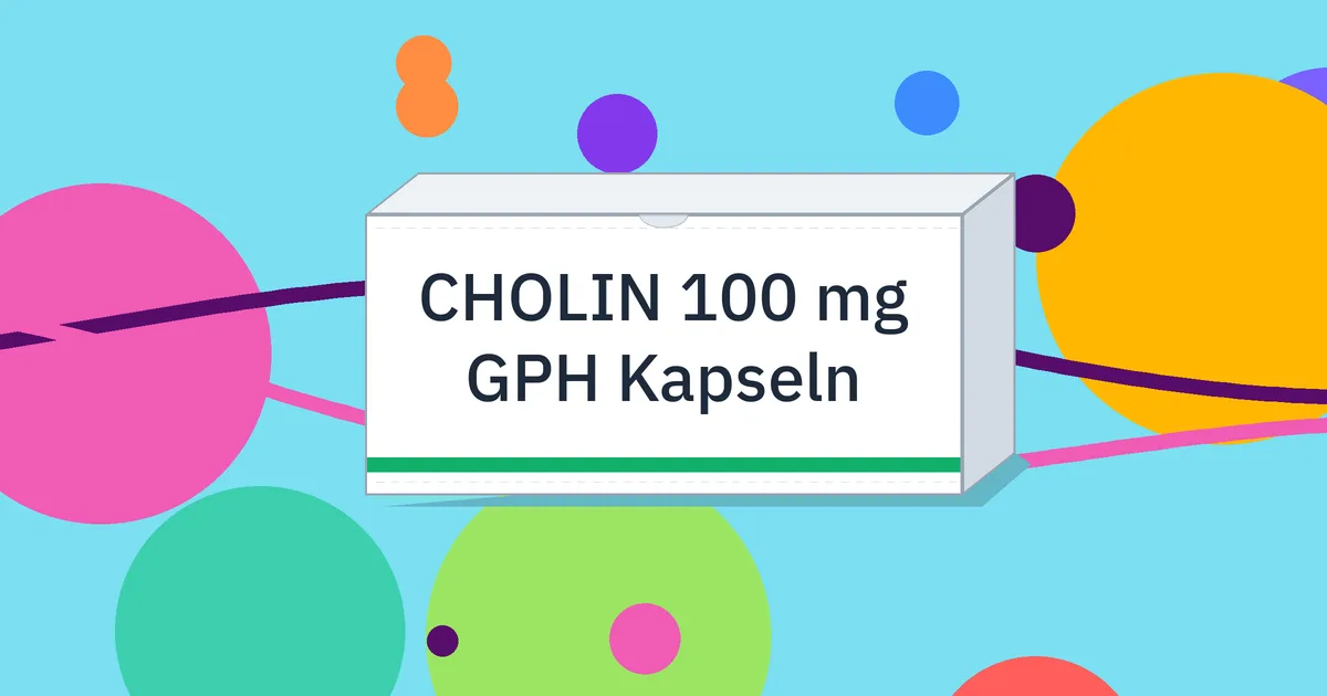 Symbolbild: Packung mit der Aufschrift CHOLIN 100 mg GPH Kapseln (PZN 09721758) – Verfügbarkeit und Bezug in Apotheken in Frankfurt am Main