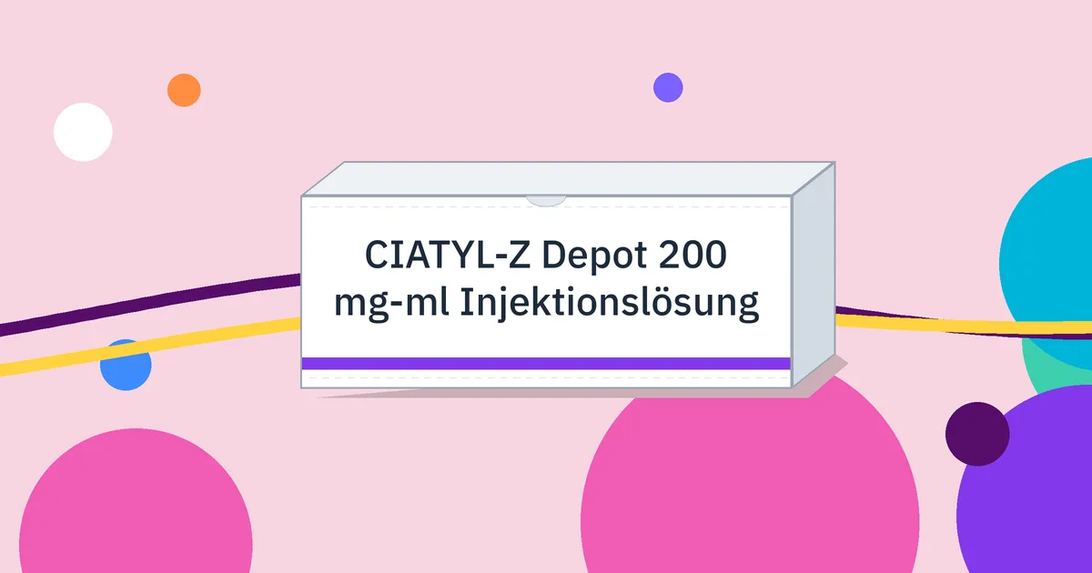 Symbolbild: Packung mit der Aufschrift CIATYL-Z Depot 200 mg-ml Injektionslösung (PZN 17580220) – Verfügbarkeit und Bezug in Apotheken in Frankfurt am Main