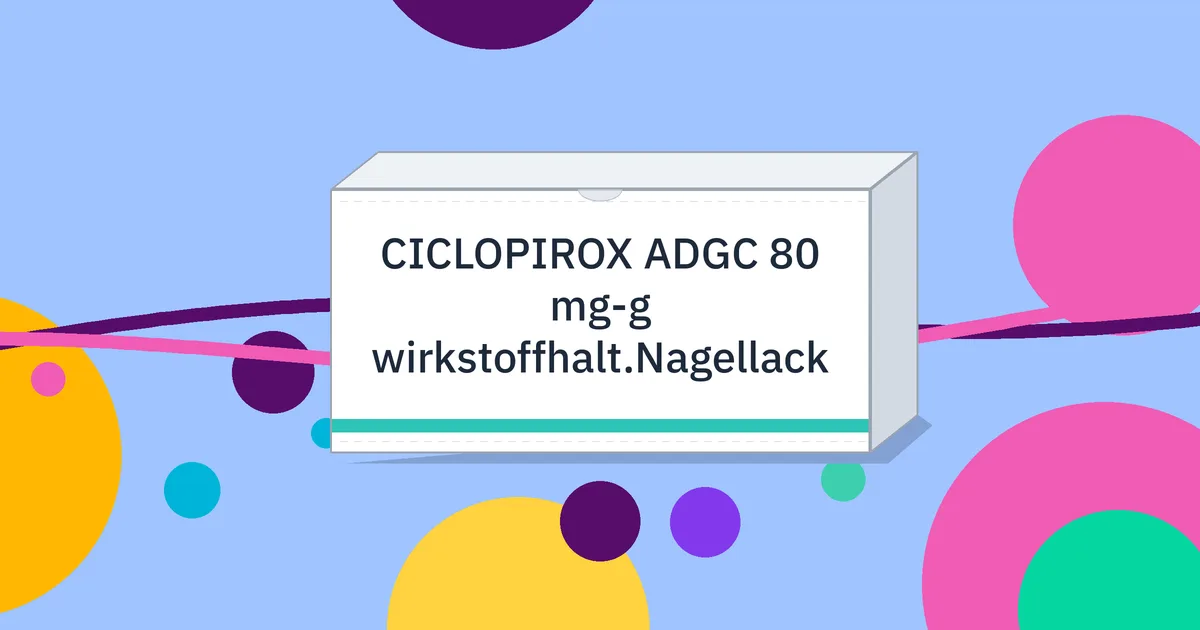 Symbolbild: Packung mit der Aufschrift CICLOPIROX ADGC 80 mg-g wirkstoffhalt.Nagellack (PZN 17184211) – Verfügbarkeit und Bezug in Apotheken in Frankfurt am Main