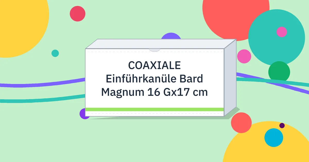 Symbolbild: Packung mit der Aufschrift COAXIALE Einführkanüle Bard Magnum 16 Gx17 cm (PZN 04669289) – Verfügbarkeit und Bezug in Apotheken in Frankfurt am Main