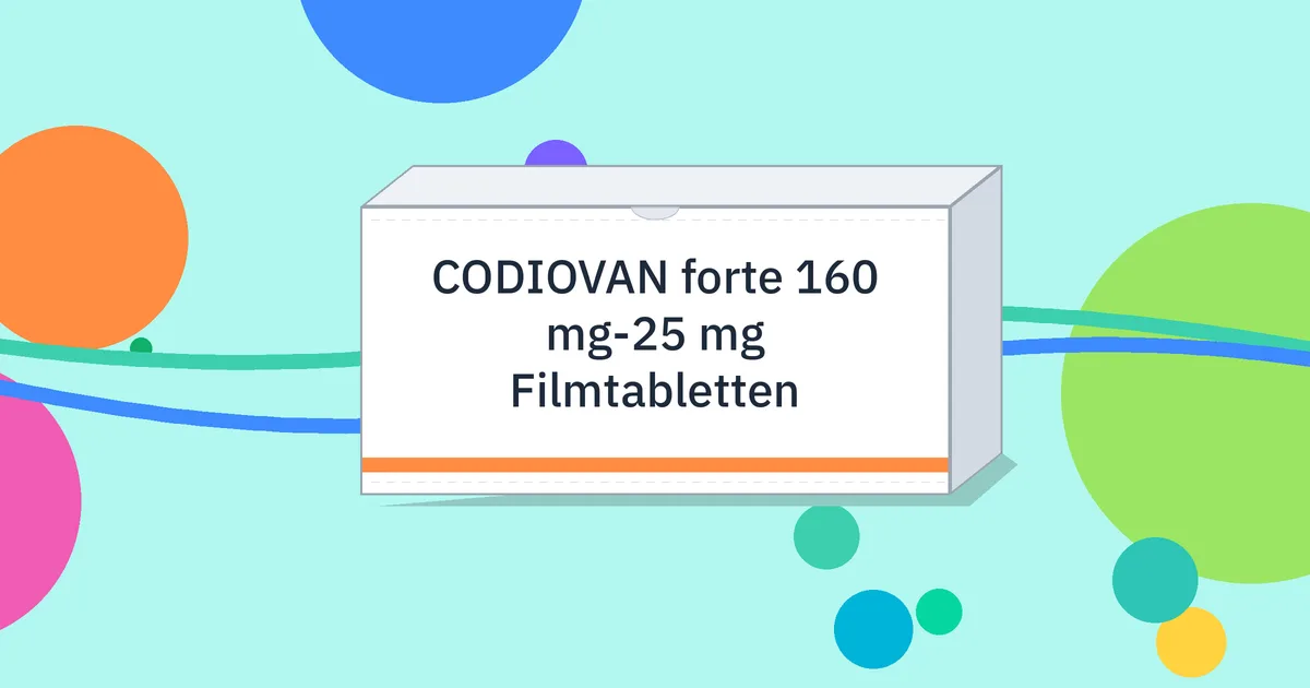 Symbolbild: Packung mit der Aufschrift CODIOVAN forte 160 mg-25 mg Filmtabletten (PZN 16370147) – Verfügbarkeit und Bezug in Apotheken in Frankfurt am Main