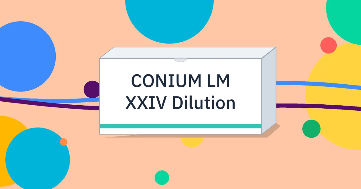 Symbolbild: Packung mit der Aufschrift CONIUM LM XXIV Dilution (PZN 02674412) – Verfügbarkeit und Bezug in Apotheken in Frankfurt am Main