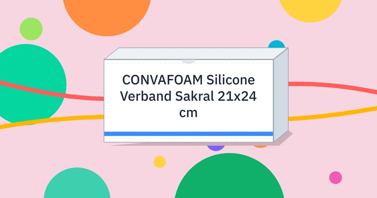Symbolbild: Packung mit der Aufschrift CONVAFOAM Silicone Verband Sakral 21x24 cm (PZN 19891007) – Verfügbarkeit und Bezug in Apotheken in Frankfurt am Main