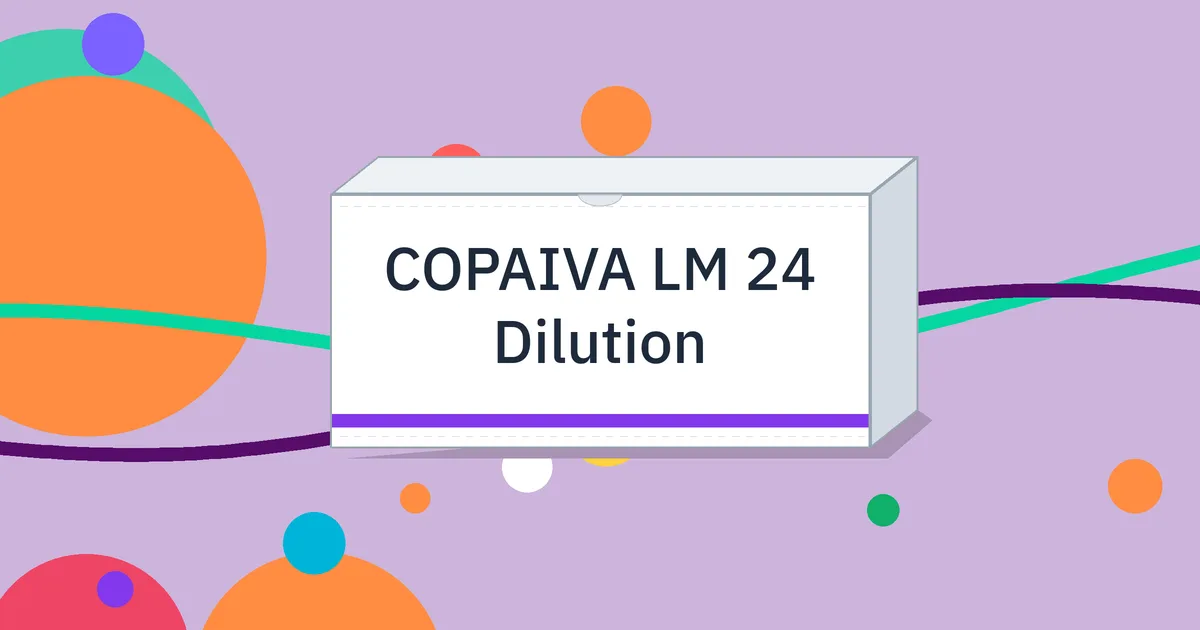 Symbolbild: Packung mit der Aufschrift COPAIVA LM 24 Dilution (PZN 13451224) – Verfügbarkeit und Bezug in Apotheken in Frankfurt am Main